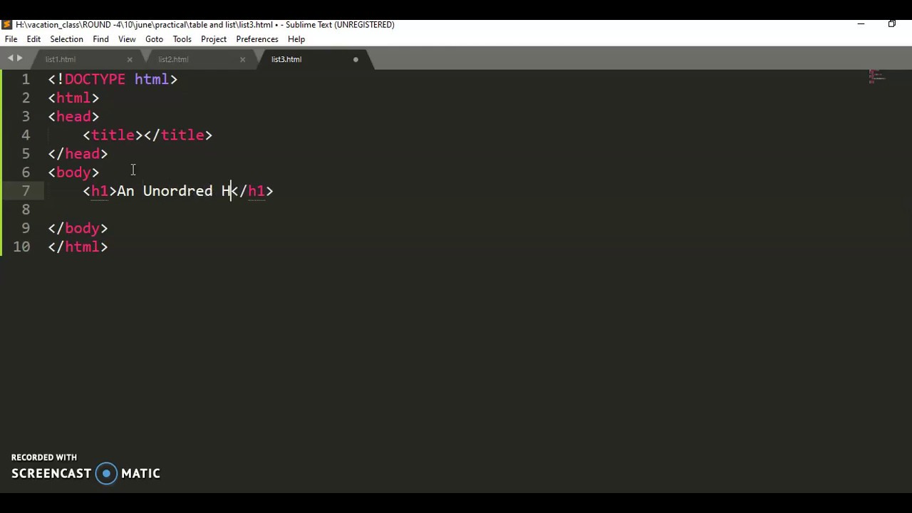 Std 10 List Practical Using Html Youtube