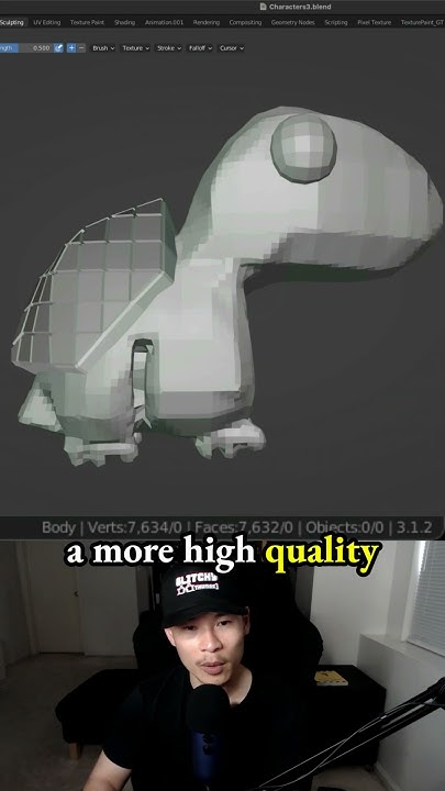 Optimizing 3D Model Topology w/ Remesh Options - 3d game character in Blender - 3.4: Dino Turtle ...