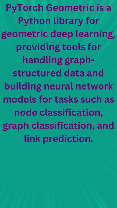 Geometric Deep Learning: PyTorch Geometric - YouTube