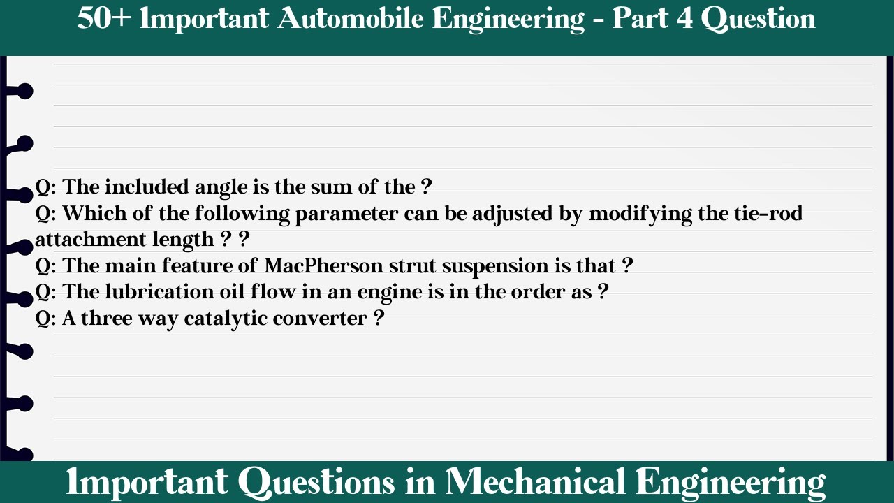 MCQ Questions Automobile Engineering - Part 4 with Answers - YouTube