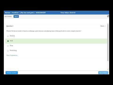 Quiz 88 - Section - 7 - flex box and grid - Kodnest Dream Factory 2024 -Java Full Stack ...