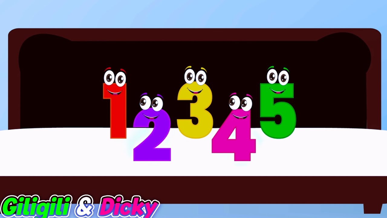 Five Little Numbers Jumping on the Bed | nursery Rhymes & Baby Learning ...