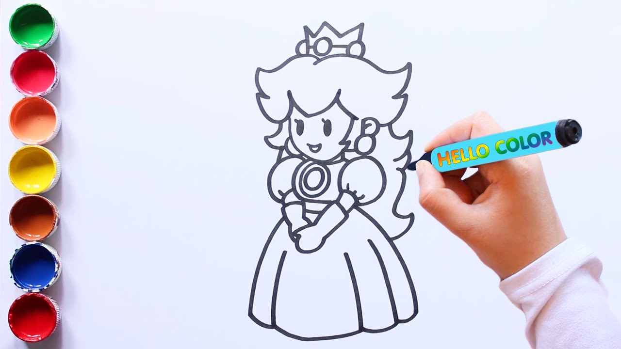 How to draw Princess Peach from Mario | Super Mario Bros | drawing step ...