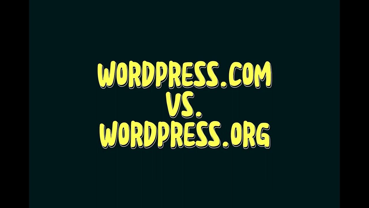 WordPress.com vs WordPress.org - YouTube