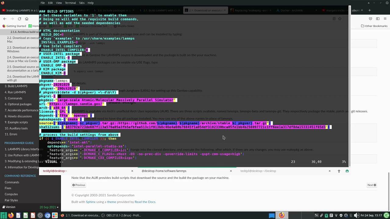 lammps 1 - install in archlinux container barebones lammps - YouTube
