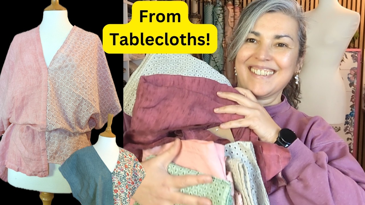 Upcycling thrifted tablecloths (sewing new clothes!) - YouTube