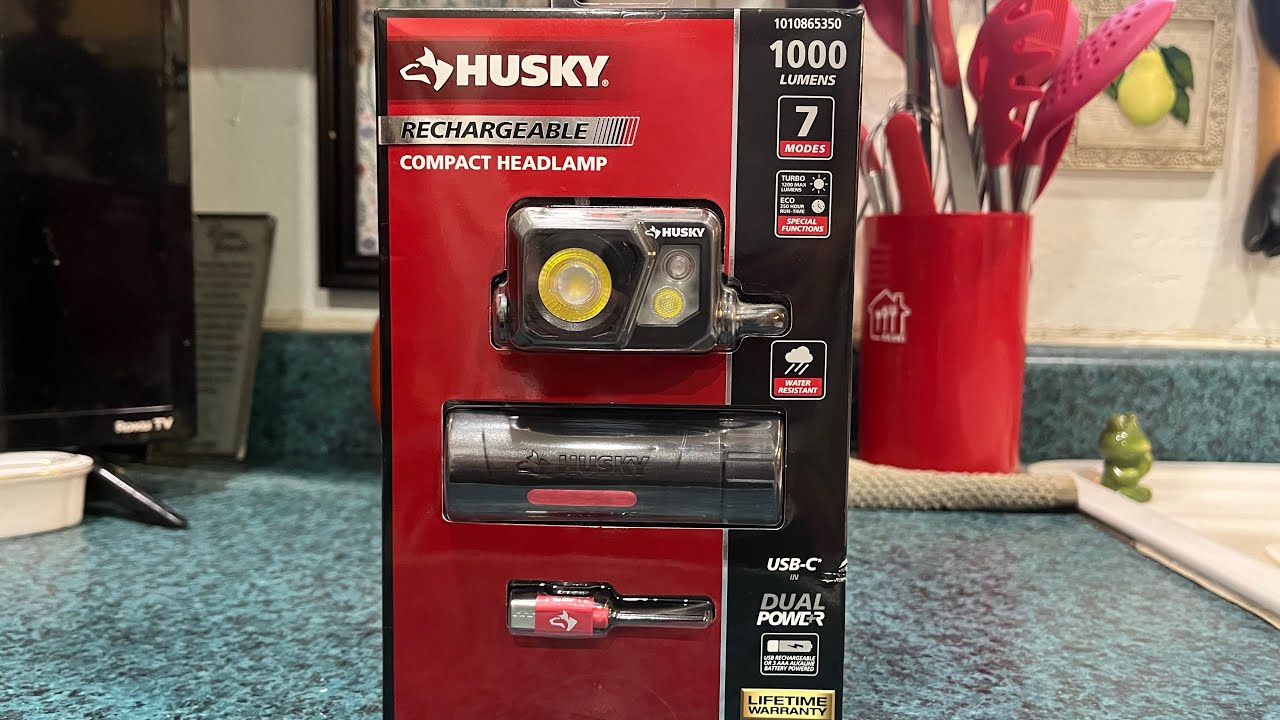 Husky 1000 Lumens Dual Power Compact Rechargeable Headlamp - YouTube