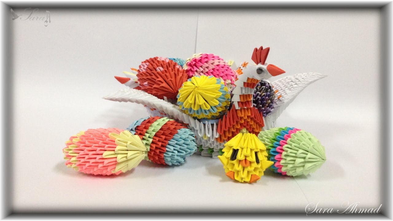 How to make 3D Origami Easter Basket part 1 - YouTube