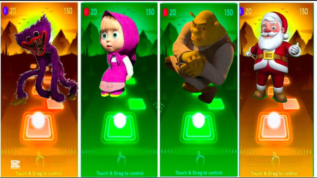 Tiles_hop santaclaus 🆚 shrek 🆚 masha 🆚 huggywuggy - YouTube
