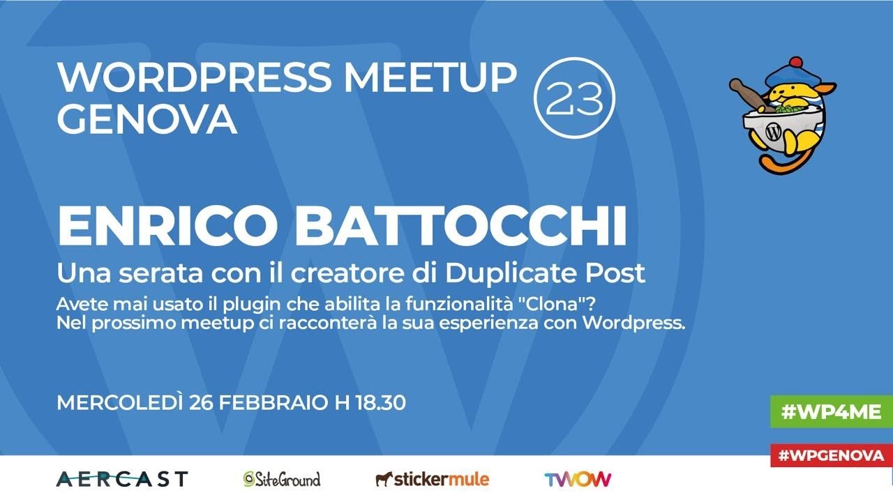 WPGENOVA con Enrico Battocchi. Una serata con il creatore di Duplicate post. - YouTube