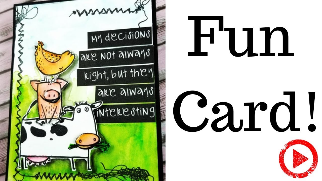 Funny card featuring FUNNY FARM and STITCHES both stamps by Tim Holtz ...