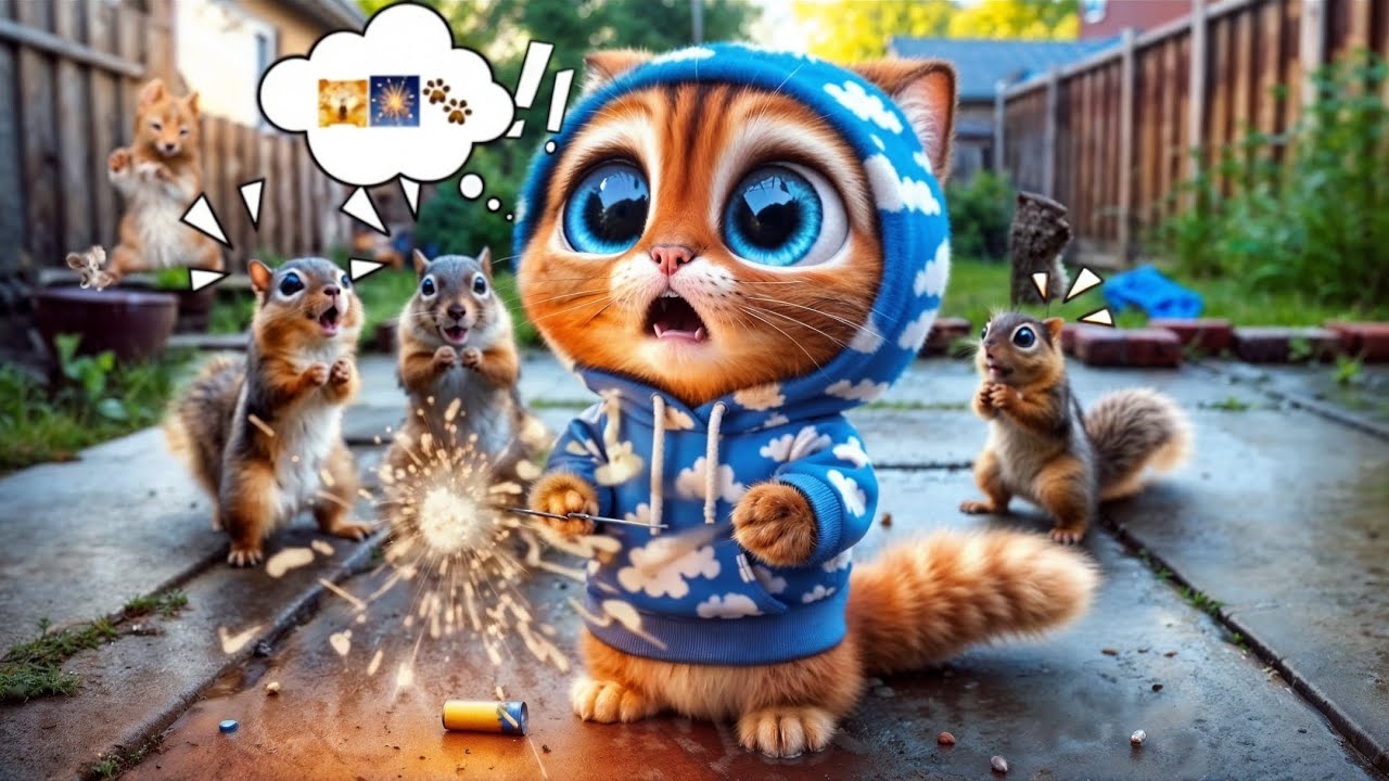 Cute Kitty Cat Scared Of Fireworks. @Cute_Kitty_Cat_Sky #cute #cat #ai ...