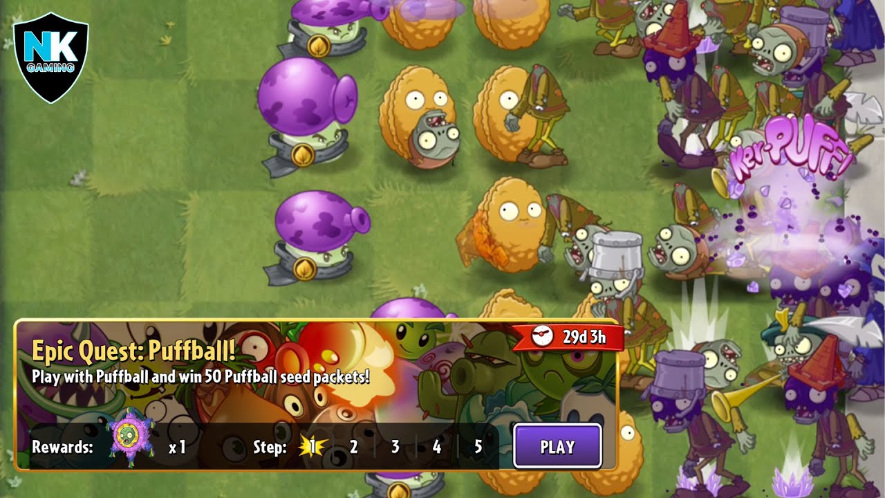 PvZ 2 - Epic Quest: Puffball - Preview Of Level 10 Puffball - YouTube