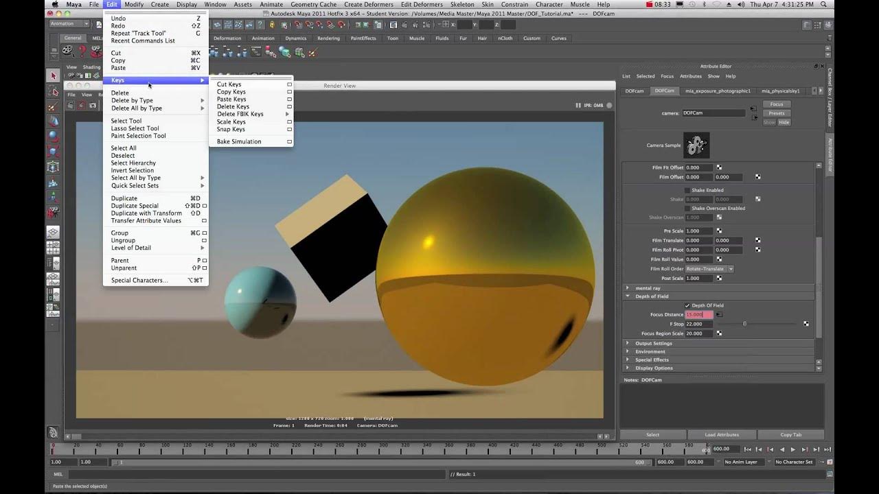 Maya 2011Basic Depth of Field Tutorial by Stuart Christensen - YouTube