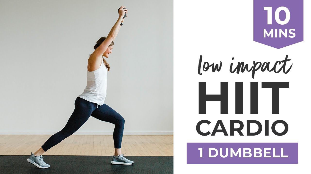 10 Minute Low Impact Hiit Cardio Workout 1 Dumbbell Workout Youtube