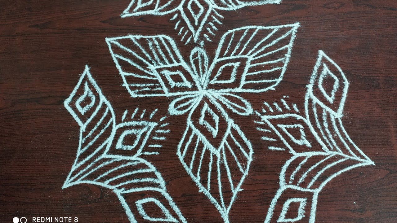 Rice flour #rangoli-216/arisi mavu padi #kolam/White #Mugulu - YouTube