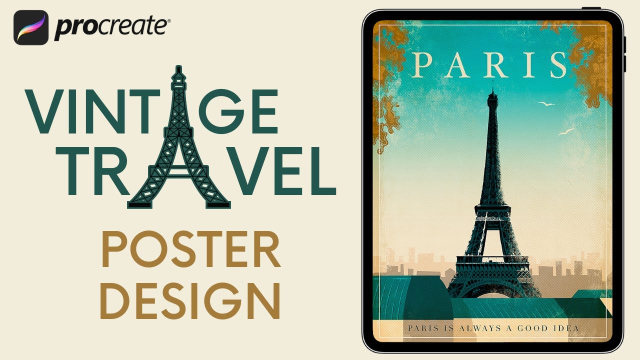 Vintage Paris POSTER DESIGN in PROCREATE - Easy IPAD PAINTING TUTORIAL ...