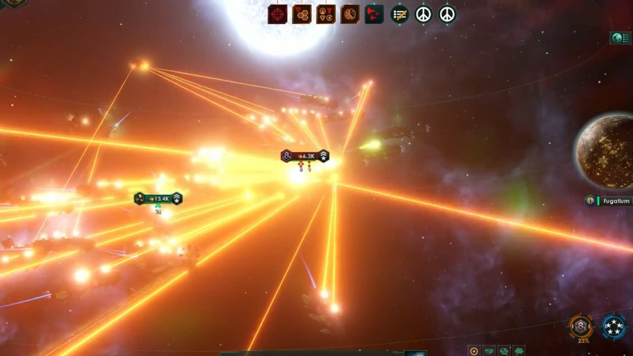 Stellaris Beautful space battle Cruisers 16k vs Mixed fleet 20k - YouTube