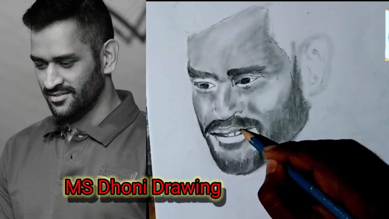 how to draw ms dhoni sketch step by step, Mahendra singh Dhoni pencil ...