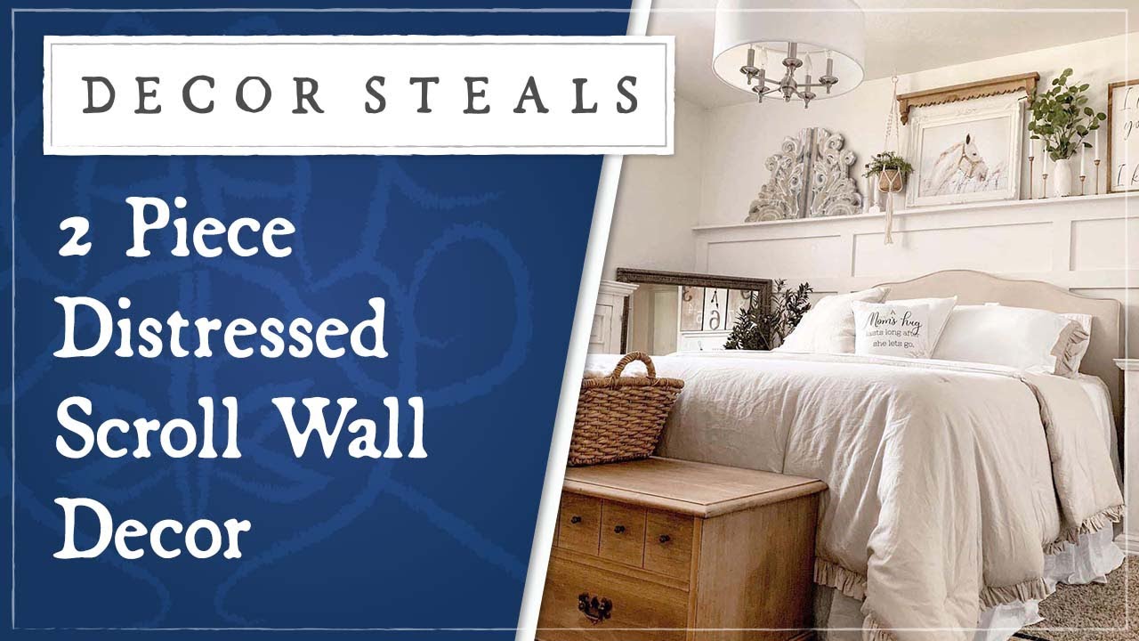 Decor Steals' 2 Piece Distressed Scroll Wall Decor - YouTube