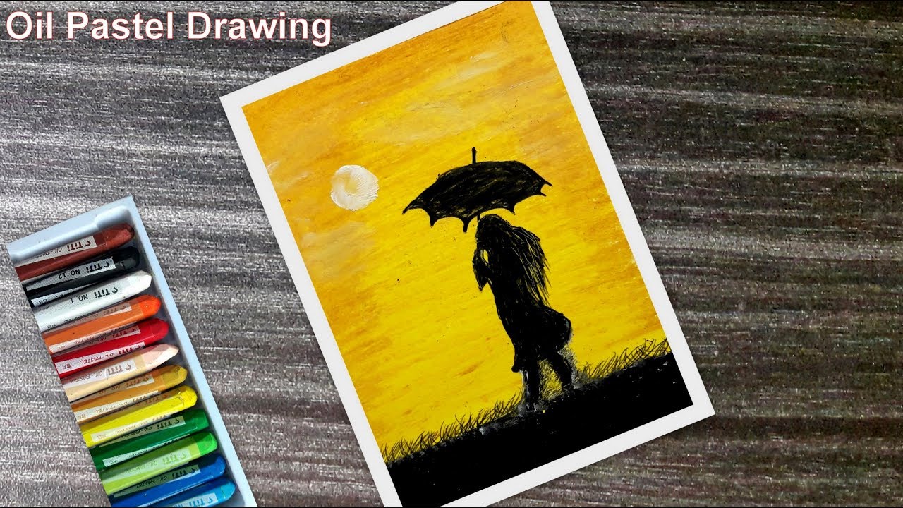 A Sad Girl scenery drawing with Oil Pastels - step by step - YouTube