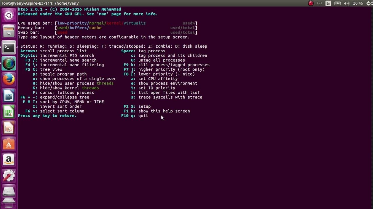 PENGGUNAAN HTOP PADA LINUX UBUNTU - YouTube