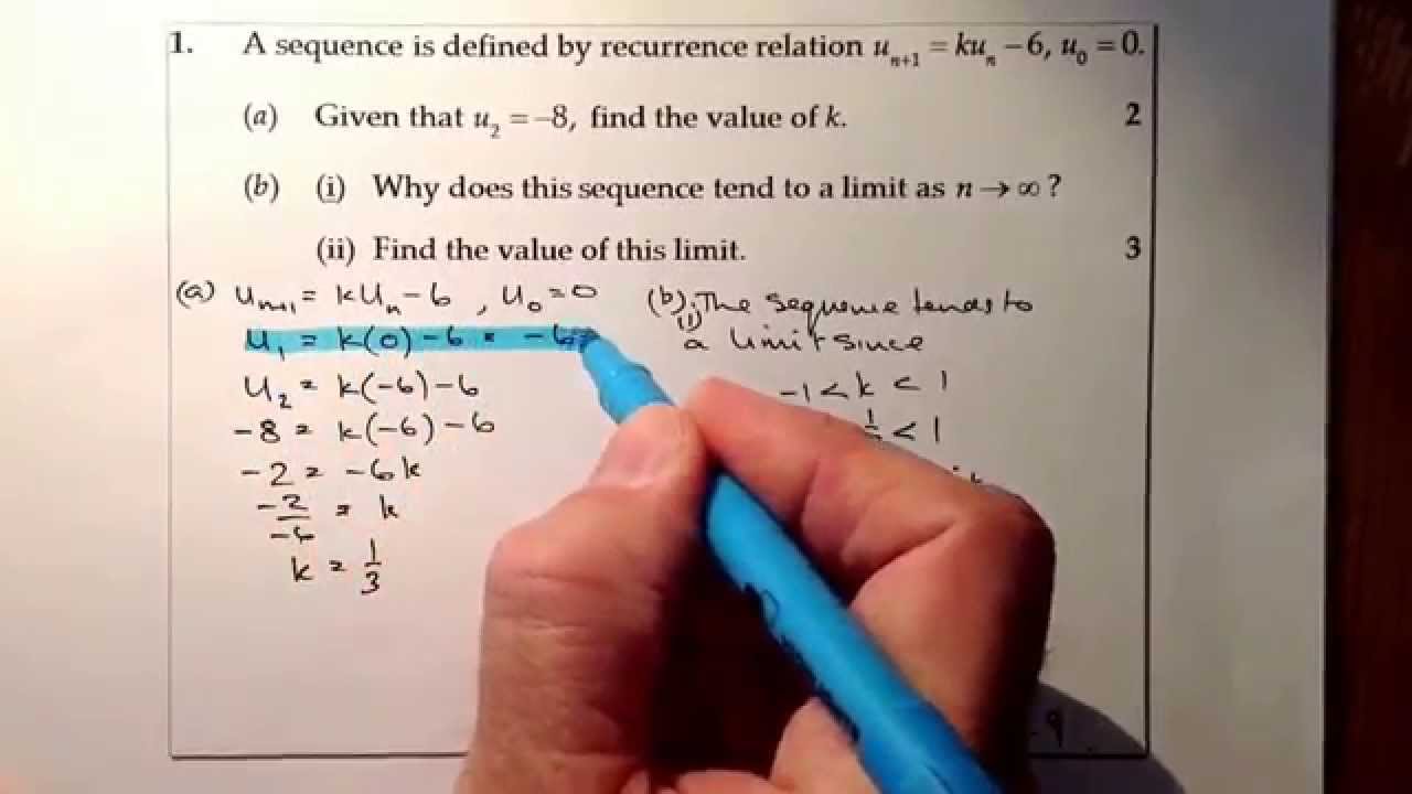 Higher PaperD Q1 Recurrence Relations and Limits - YouTube