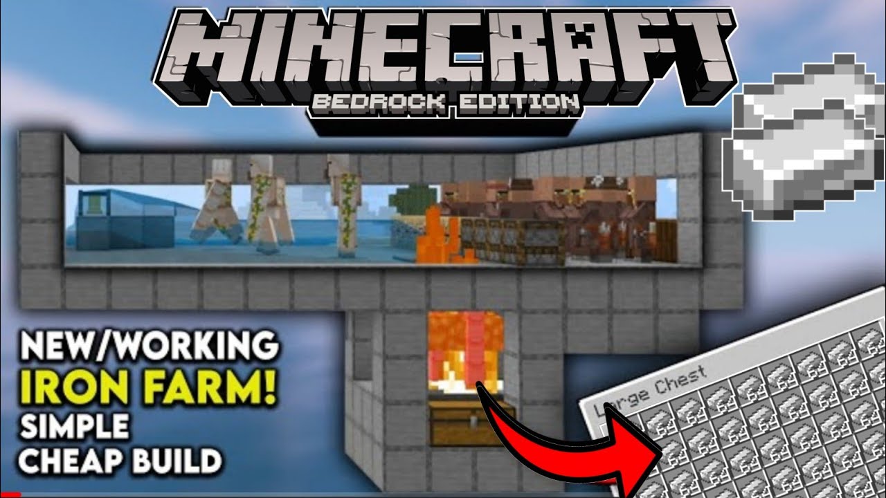 NEW Simple Iron Farm Tutorial in Minecraft Bedrock 1.16 & 1.17 (MCPE ...