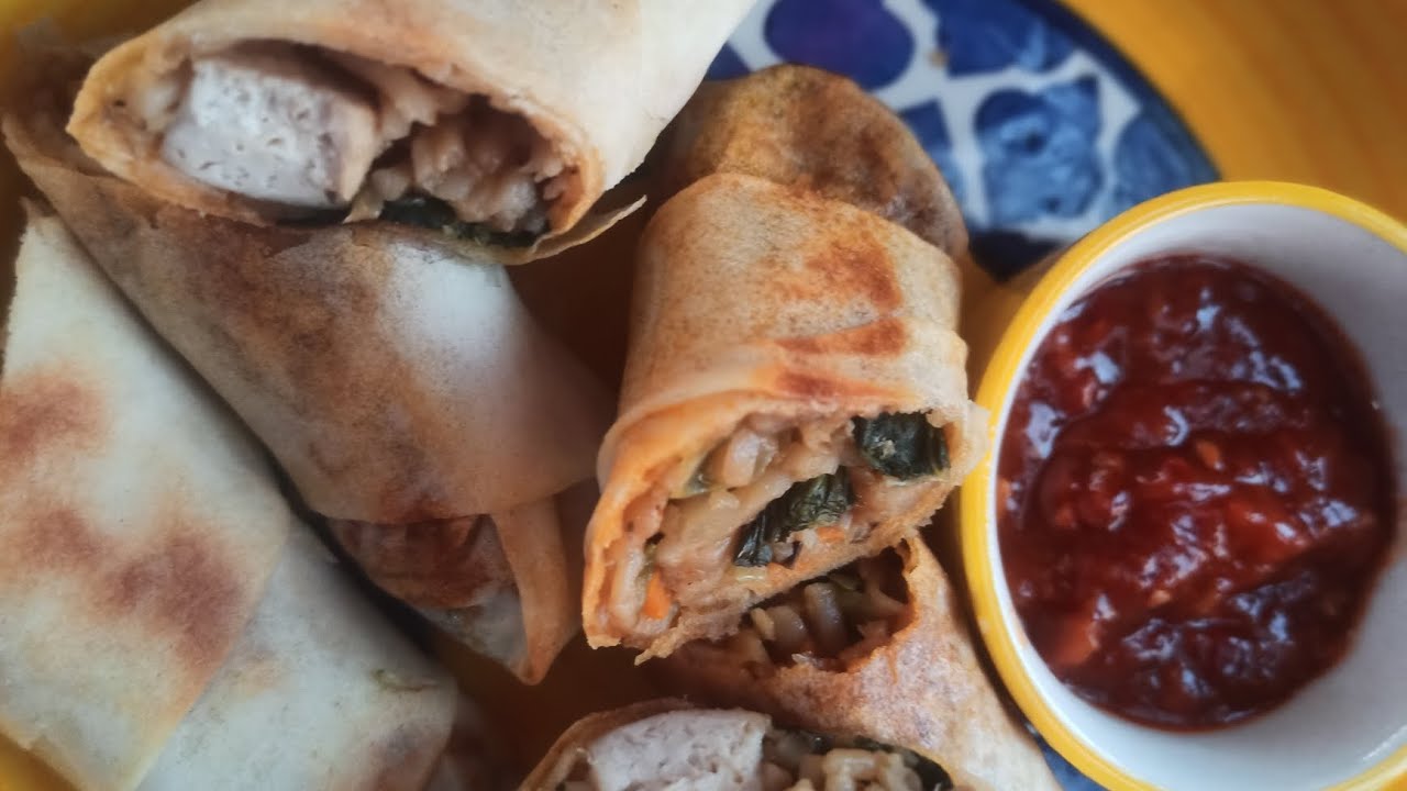 nonfried veg spring roll recipe taste 🥰 #springroll #veg #chinesefood # ...