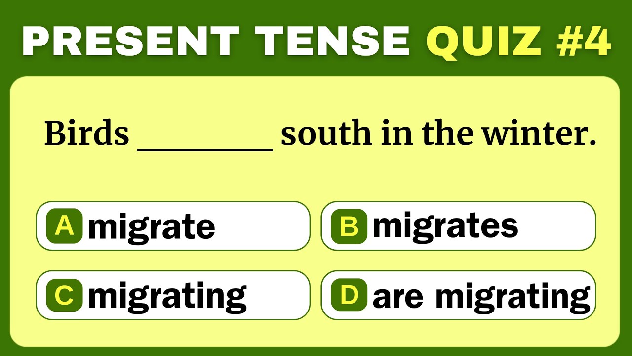 Present Tense Quiz - Part #4 | English Grammar Quiz #englishgrammar # ...