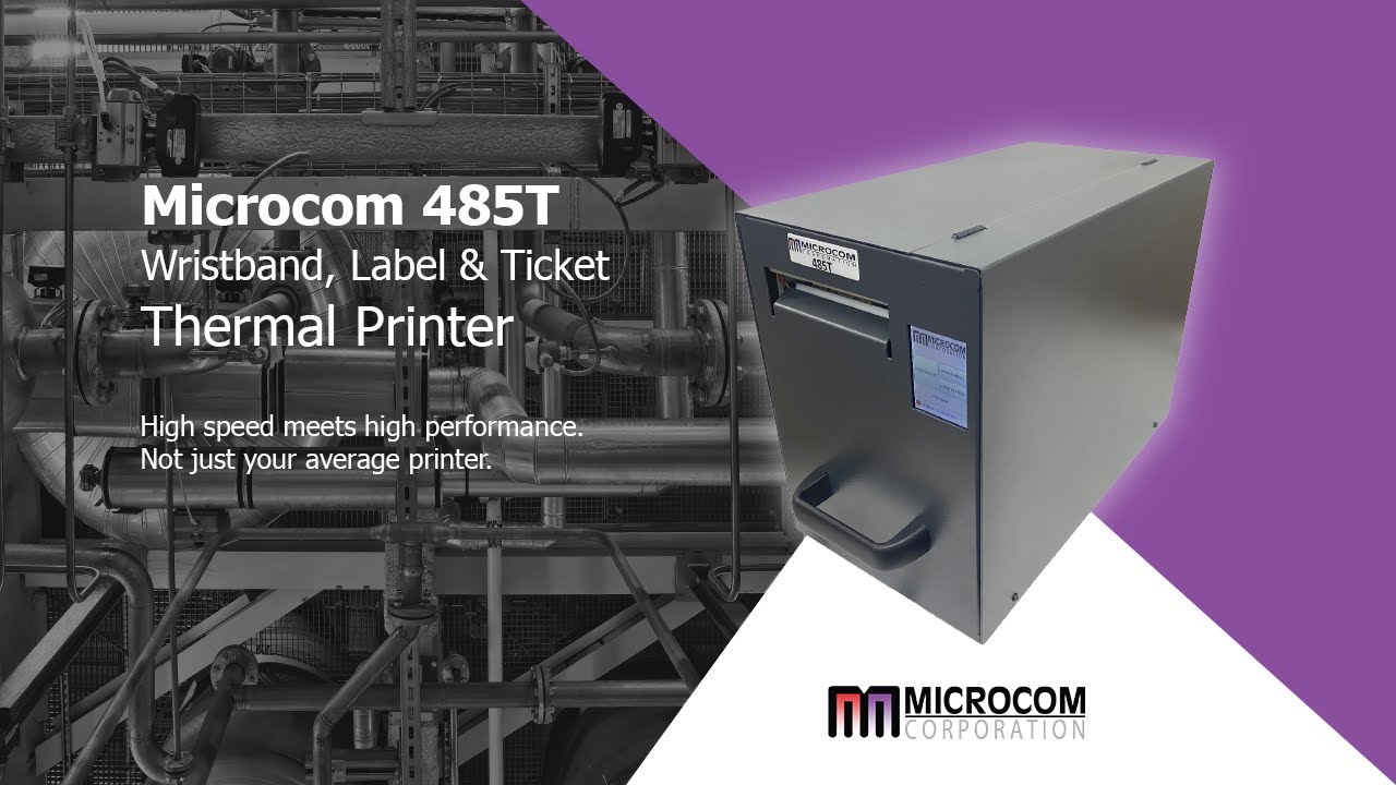 Microcom 485T Wristband, Ticket & Label Thermal Printer - YouTube