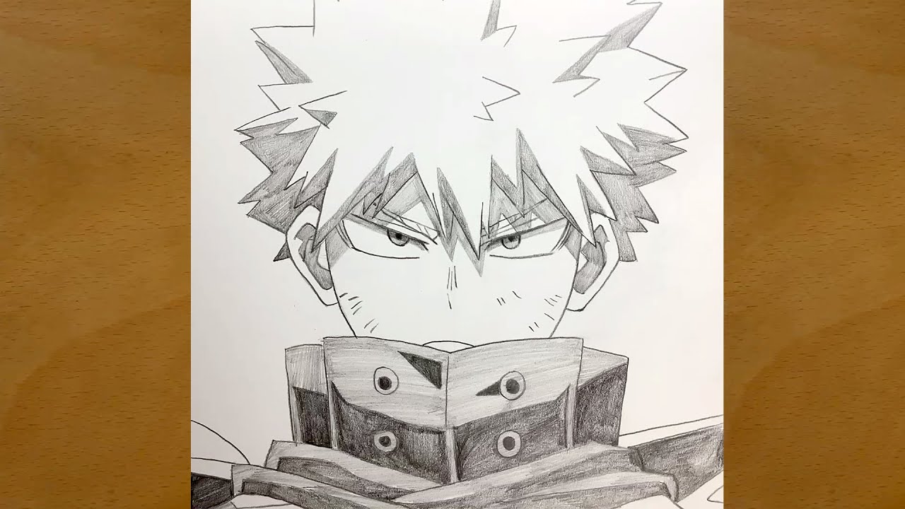 Anime drawing | How to draw Katsuki Bakugo from My Hero Academia | step ...