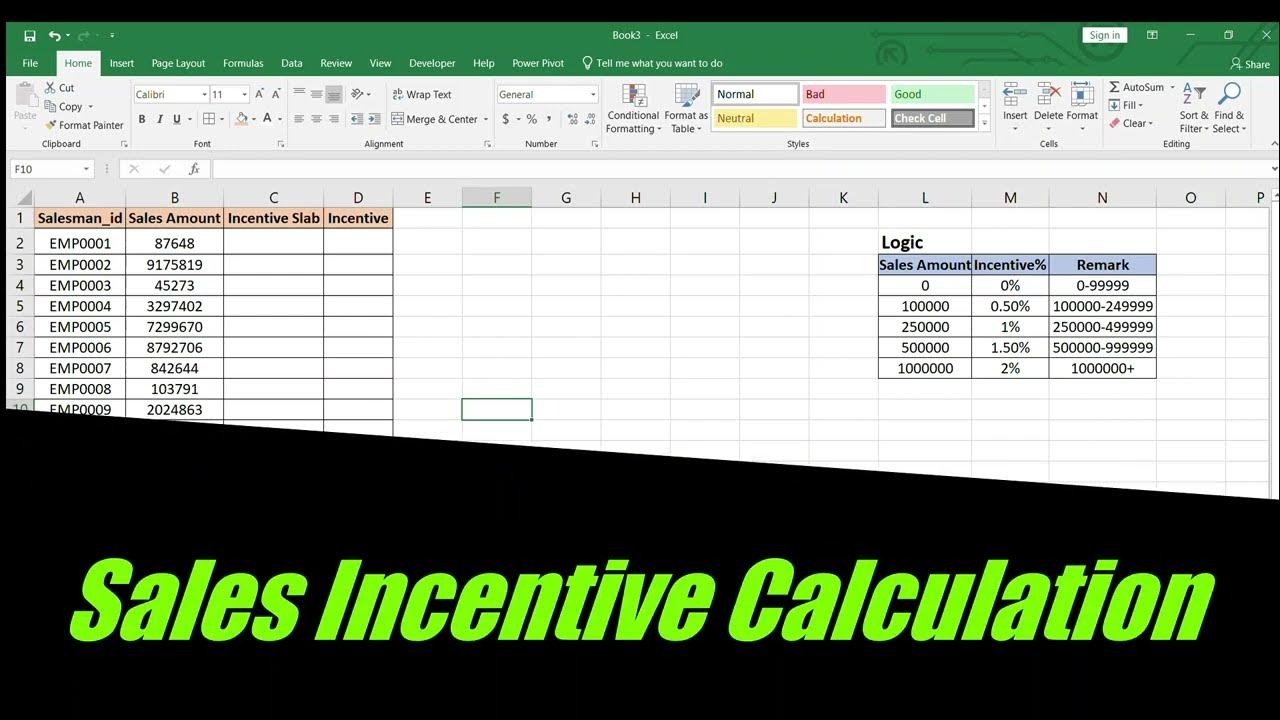 Sales Incentive Calculation Youtube