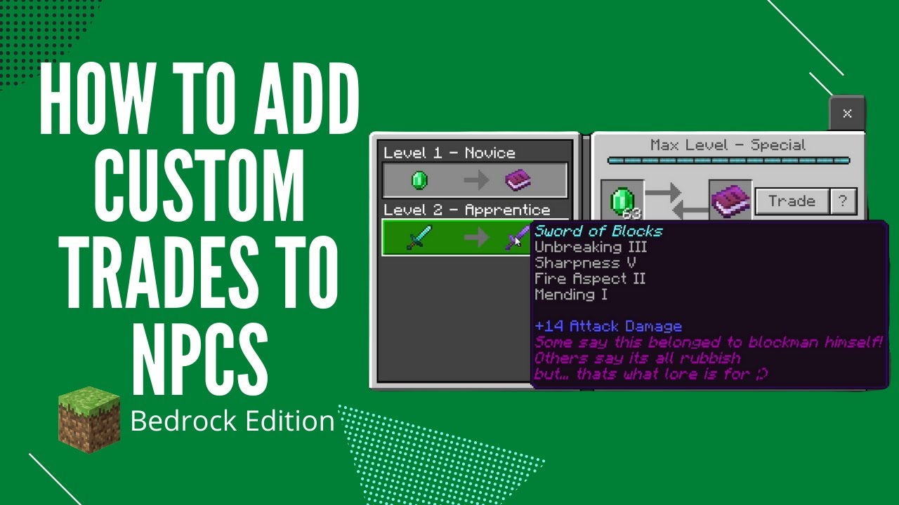 How To Add Custom Trades To ANY NPC In Minecraft Bedrock Edition YouTube how-to-add-custom-trades-to-any-npc-in-minecraft-bedrock-edition-youtube