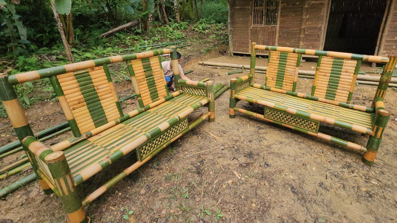 Instructions for making a beautiful bamboo table and chair set - YouTube