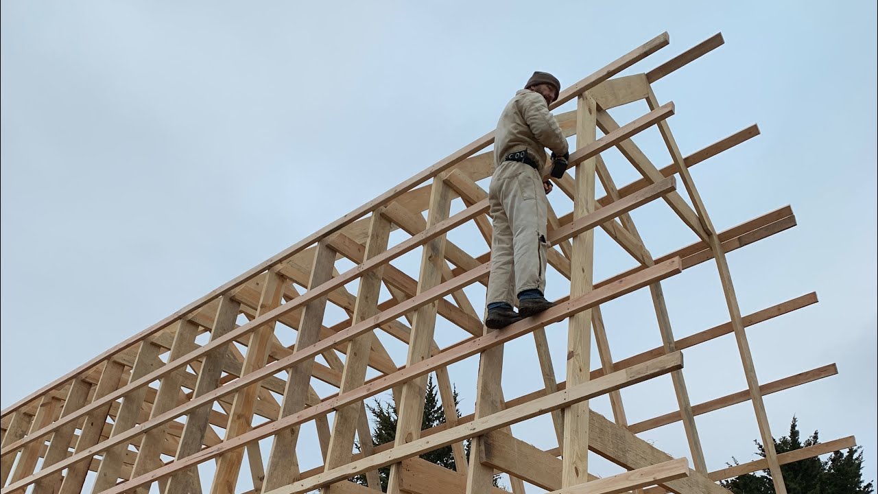 Construction & Installation of Rafters on our Kansas Cabin! - YouTube