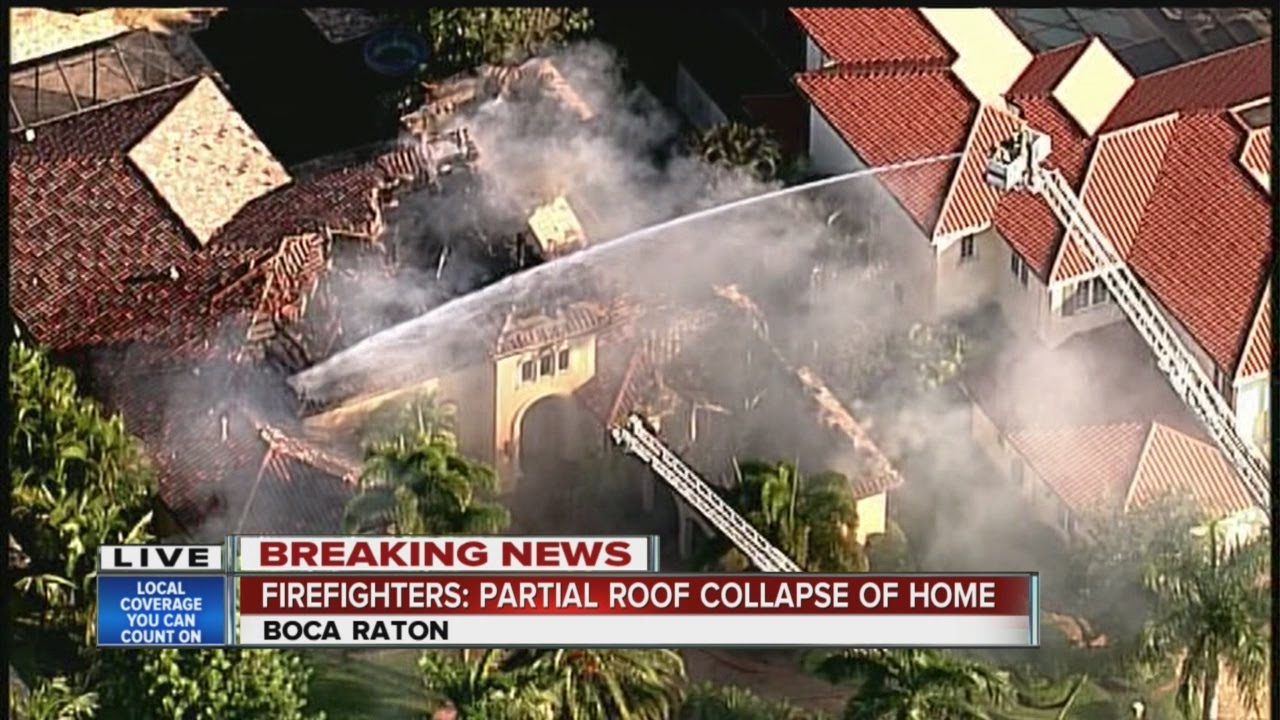 Firefighters: Partial roof collapse of home - YouTube