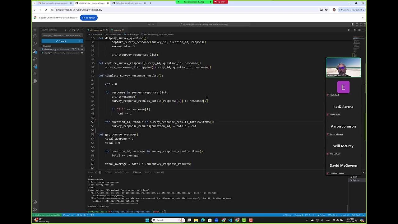 071024 COSC 1336 Python Survey Sample App: Data Validation and Menu Creation - YouTube