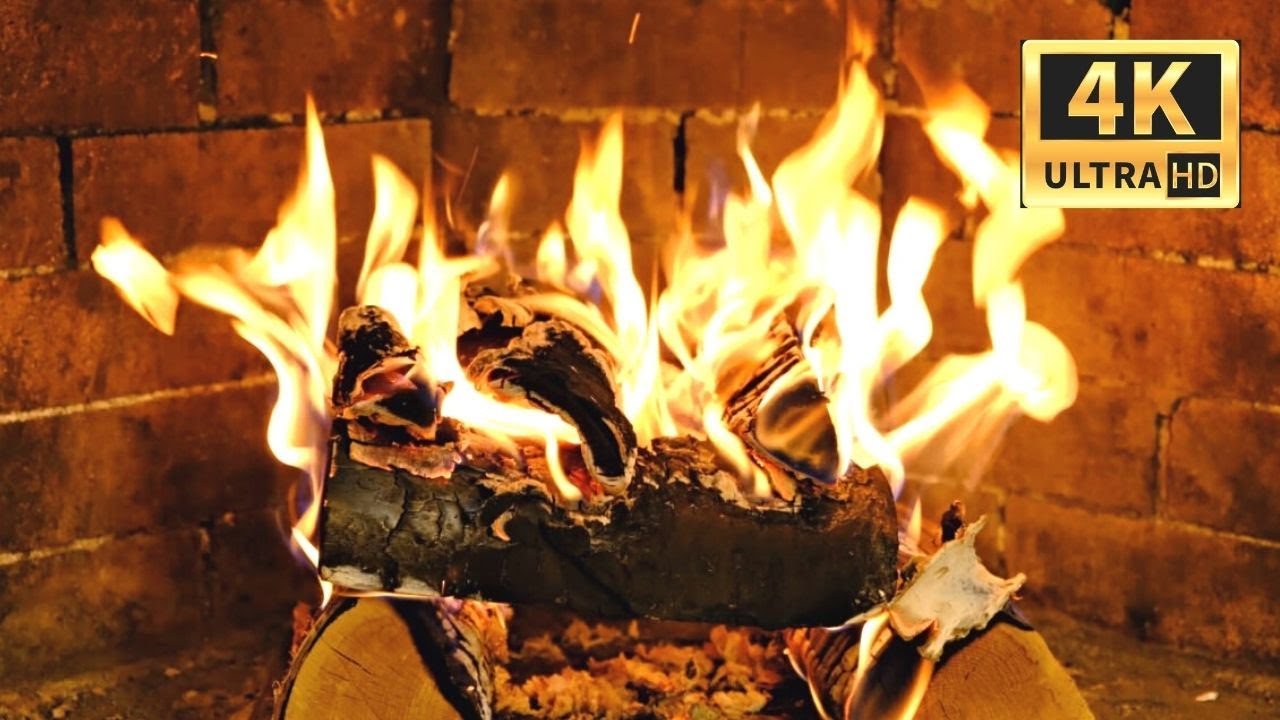 🔥 Crackling Fireplace 4K 🔥 (12 HOURS). Real Fireplace with Burning Logs ...