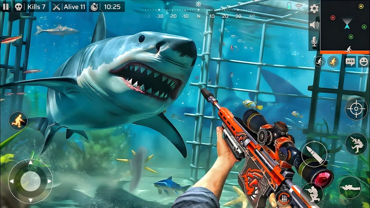 Hungry Shark Fishing Games - Angry Shark Sniper Hunting - Android ...