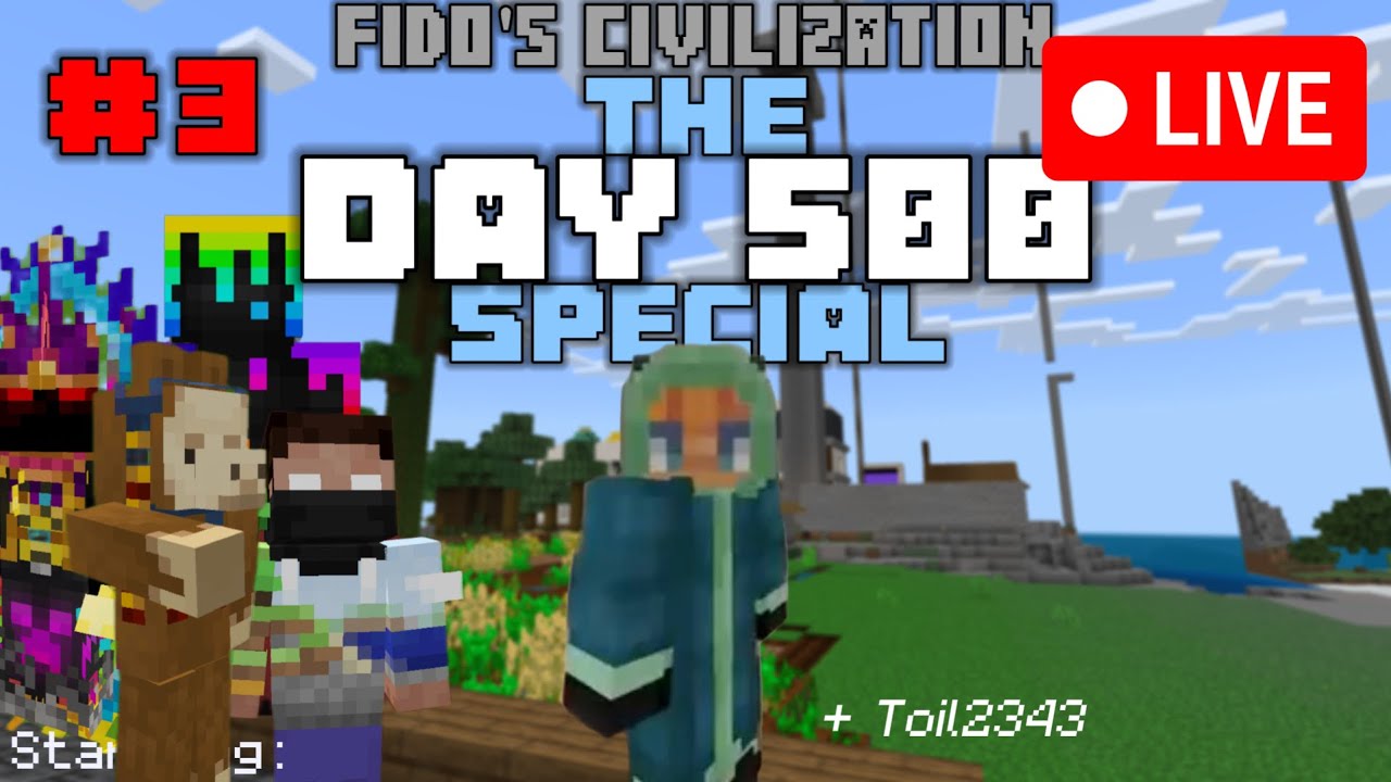 Minecraft 500 Day Special Pt. 3 (Fido's Civilization) - YouTube