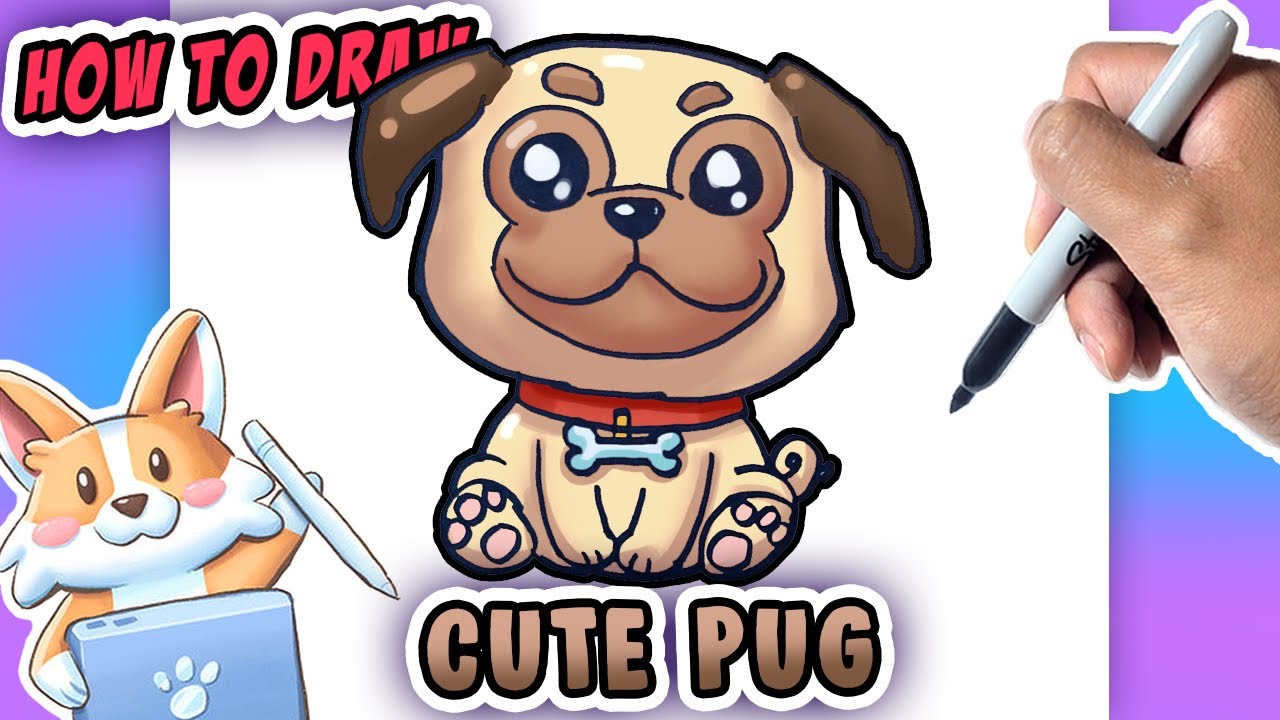 How to Draw a Cute Pug l Easy step-by-step! - YouTube