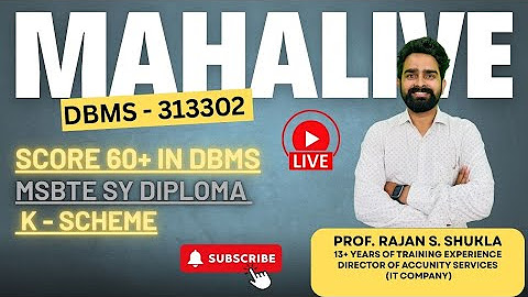 MSBTE SEM 3 - DBMS | 22319 | FOR IT / CO / AIML | SY DIPLOMA - YouTube