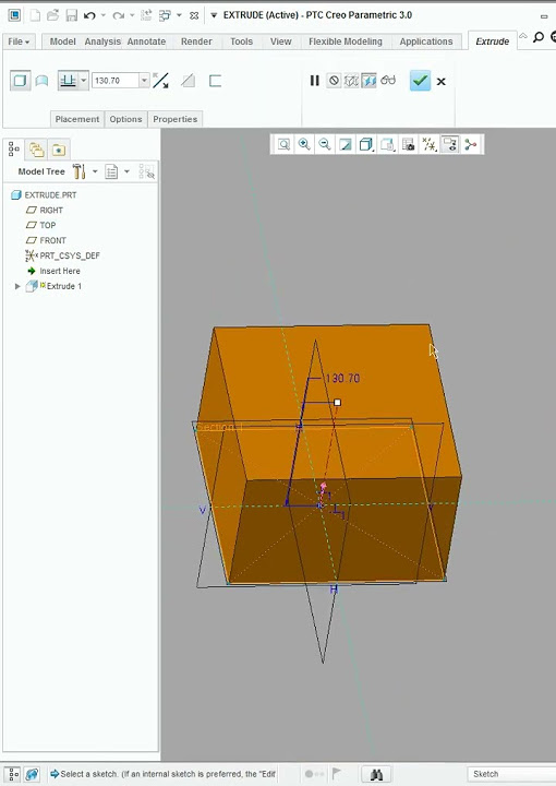 Creo Part Modeling II Extrude Thicken Sketch..... #shortsviral #cad #engineering #designer - YouTube