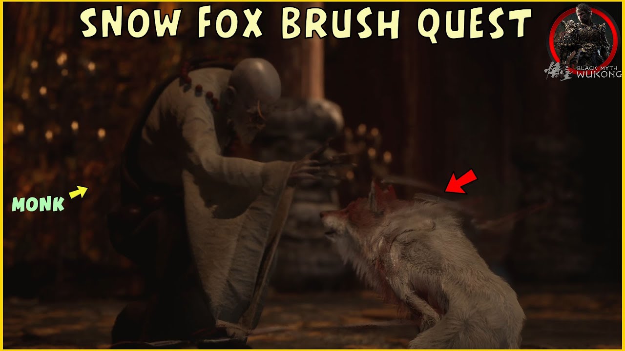 Snow Fox Brush Quest-Monk is hiding in the side hall of the Temple ...