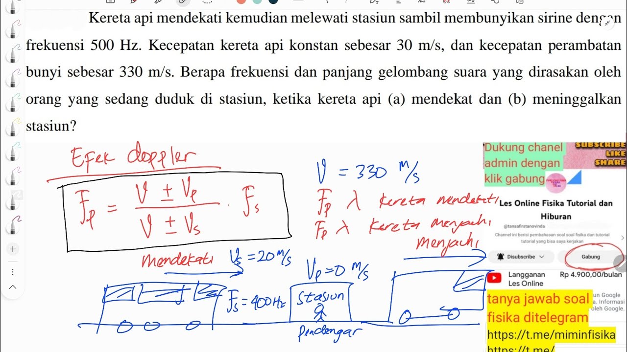menghitung frekuensi dan panjang gelombang bunyi saat kereta api ...