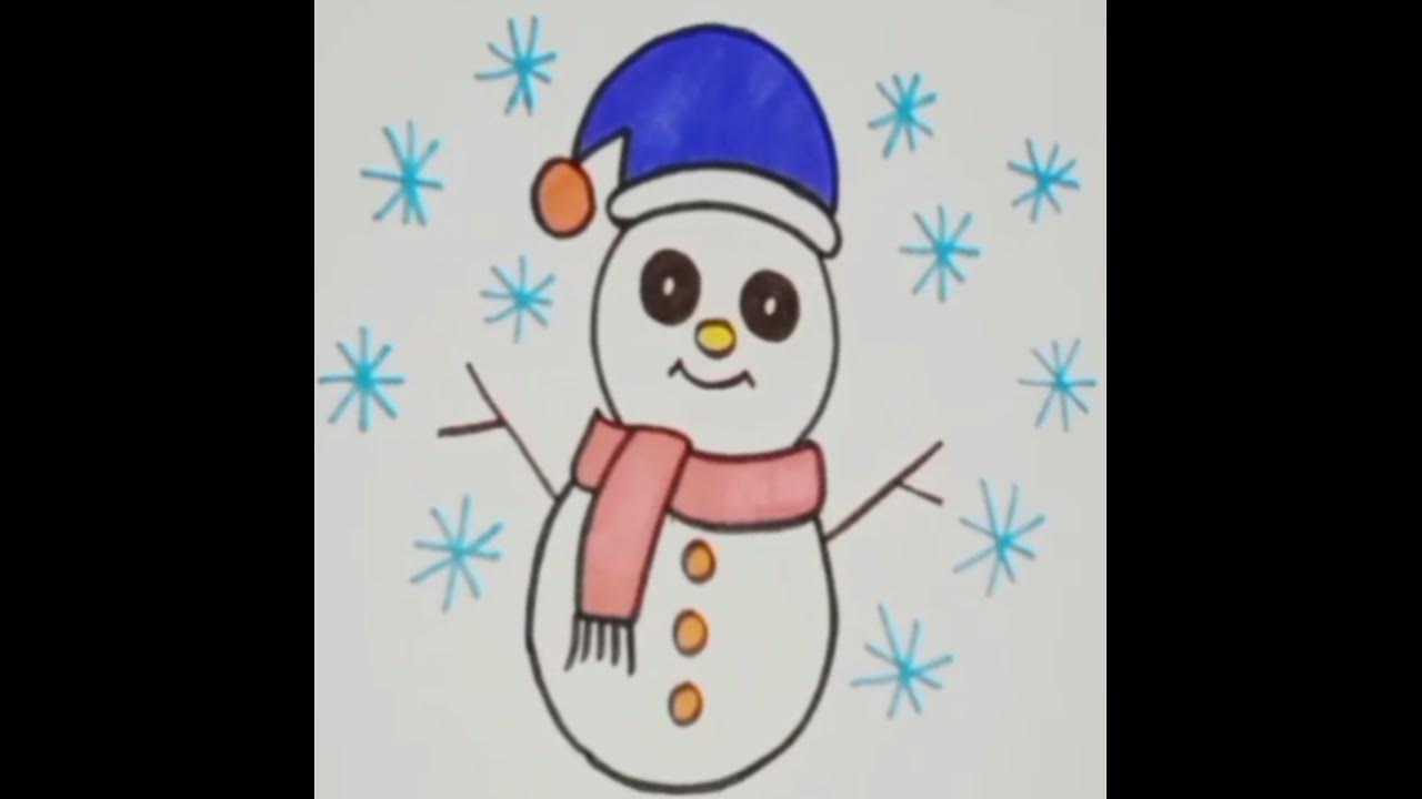 Christmas Snowman ⛄ Drawing | How To Draw A Cute Snowman Easy | Snowman ...