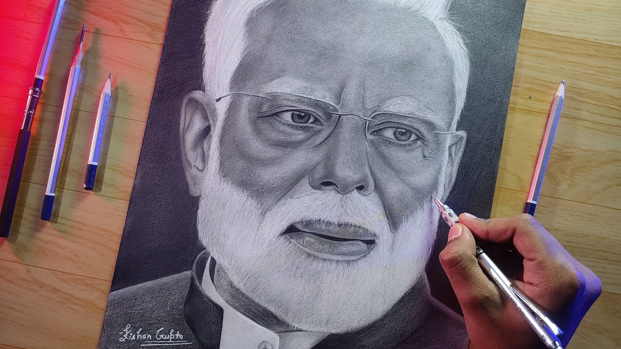 How to draw ️ PM Narendra Modi Ji😍 | step by step | 👉Kishan Gupta Arts ...