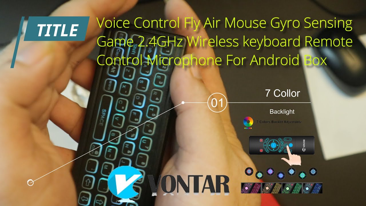 Vontar Remote For TV Box Android Keyboard Touchpad Google voice - YouTube