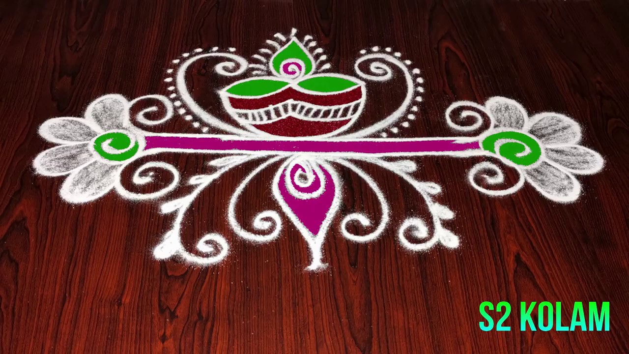 2 simple deepam border kolam // easy border rangoli // freehand muggulu ...